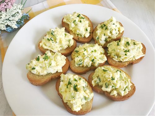 Deviled Egg Crostini