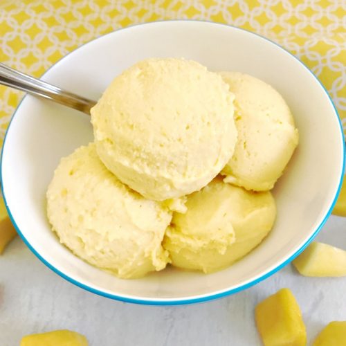 Easy 2 Ingredient Creamy Mango Sherbet #StoneFruit