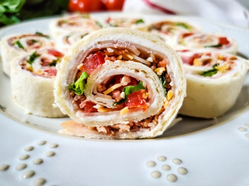 Ham and Turkey Club Sandwich Pinwheels
