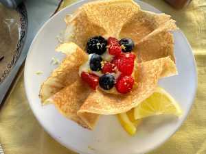 Lemon Mousse Filled Crepe Cups with Berries