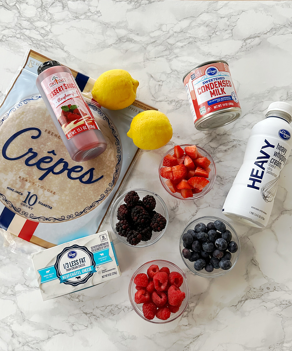 Lemon Mousse Filled Crepe Cups with Berries